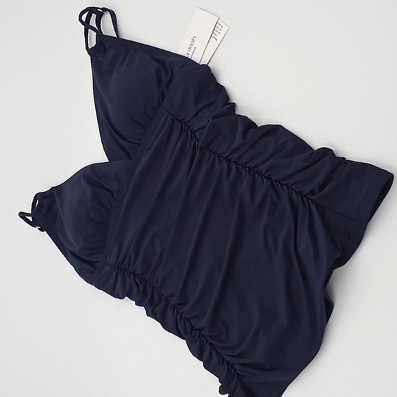 Calvin Klein | Swim | Calvin Klein Liquid Touch Ruched Tankini Top Navy ...
